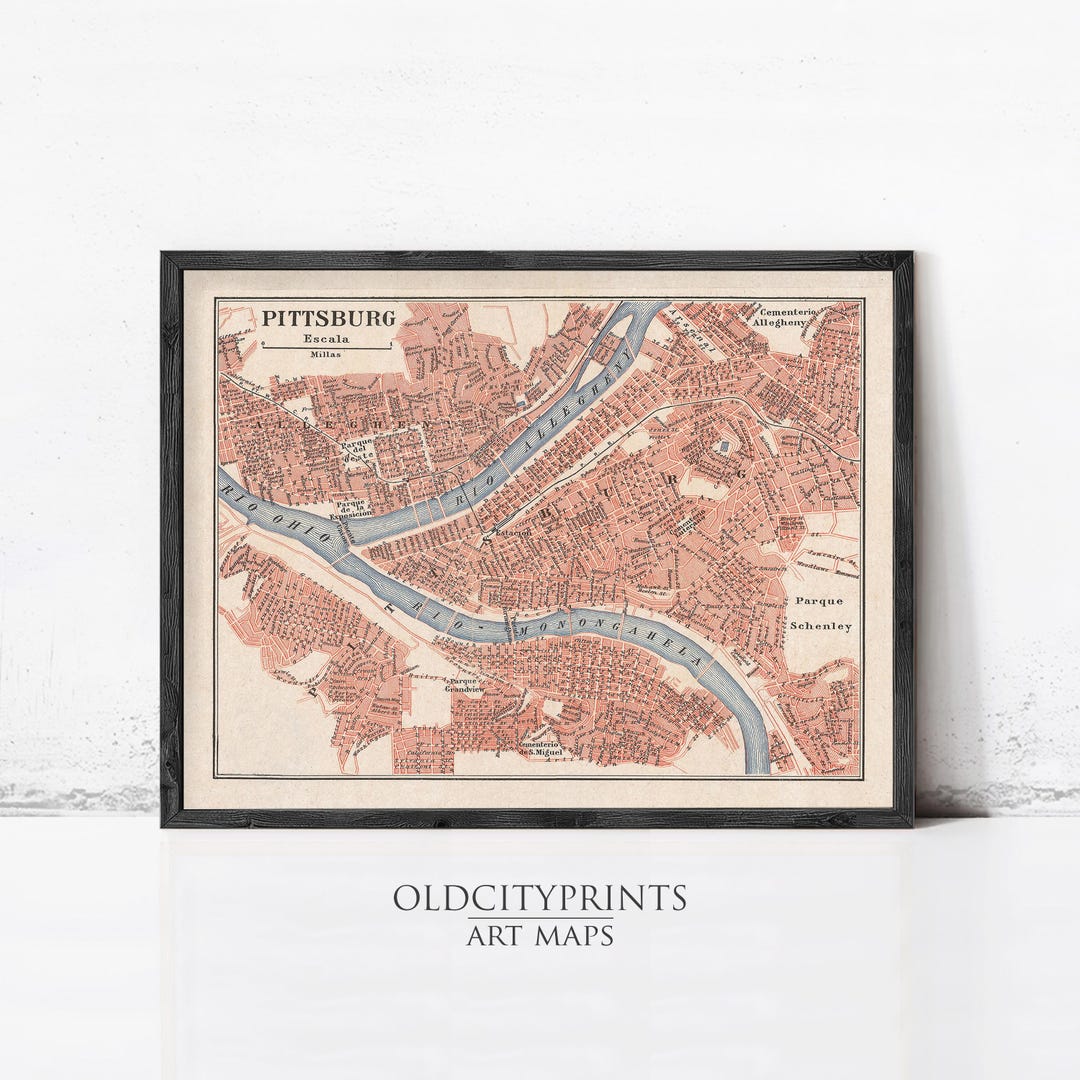 Old Map of Pittsburgh Allegheny 1900 Vintage Map | Wall Map Print - Etsy
