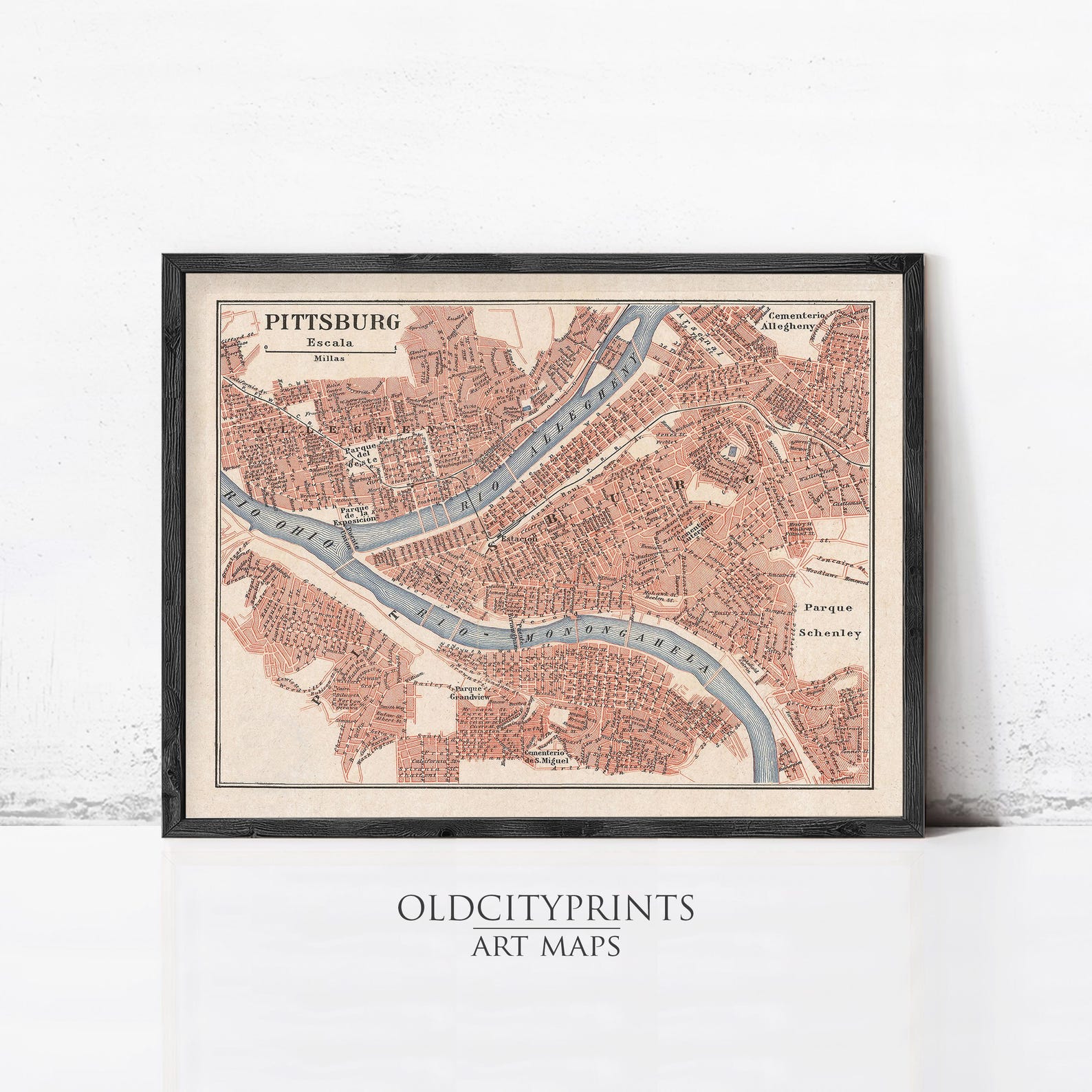 Old Map of Pittsburgh Allegheny 1900 Vintage Map | Wall Map Print - Etsy
