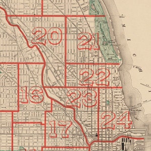 Old Vintage Map of Chicago 1893, United States of America Vintage ...