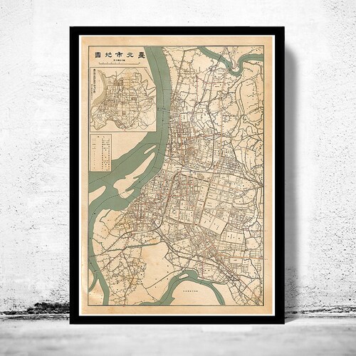 Old Map of Taipei Taiwan 1932 Vintage Map Vintage Poster - Etsy
