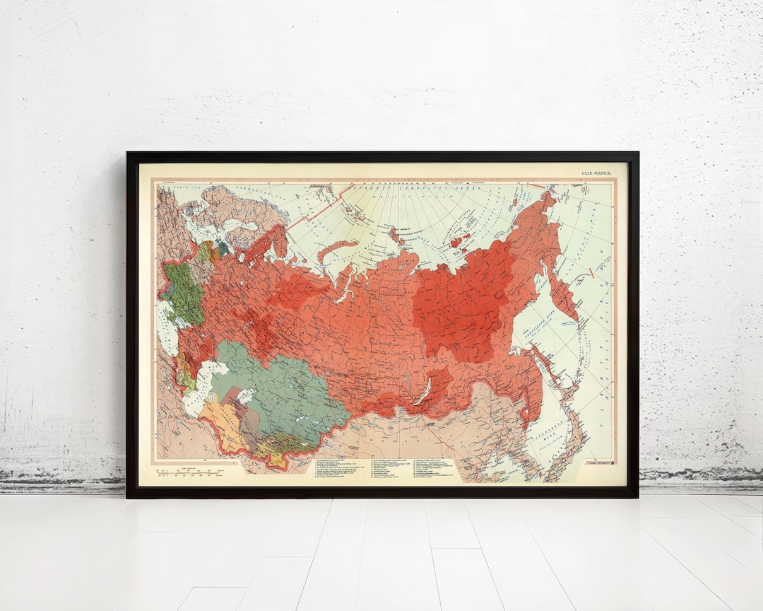 Old Map of Soviet Union CCCP USSR Map | Vintage Map Wall Art Print ...