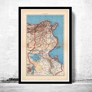 Old Map of Tunisie Tunisia 1939 Vintage Map | Vintage Poster Wall Art ...