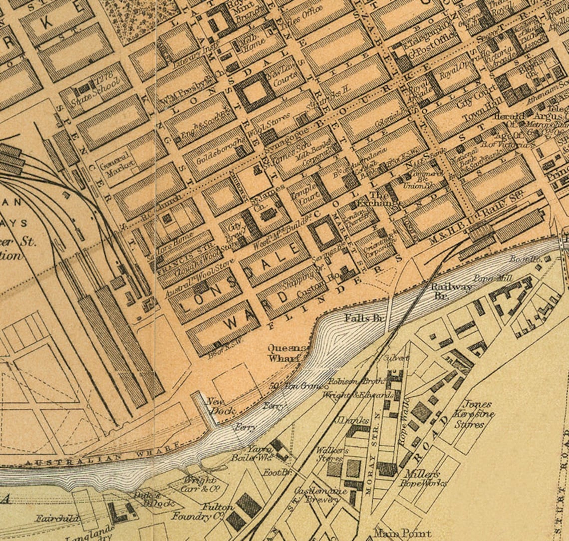 Old Map of Melbourne 1879 Australia Vintage Map Vintage - Etsy