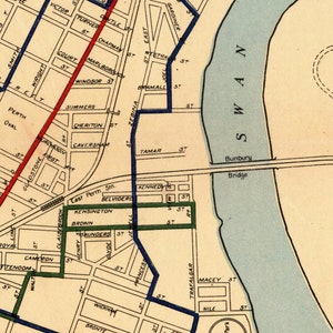 Old Map of Perth Australia 1949 Vintage Map | Vintage Poster Wall Art ...