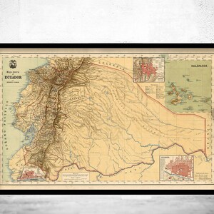 Old Map of Ecuador 1894 Equator Republic Vintage Map Vintage Poster ...
