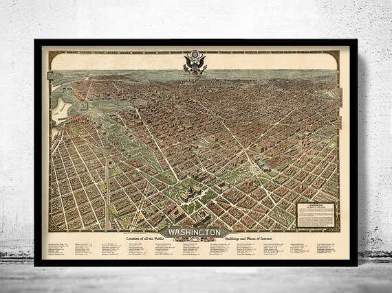 Old Map of Washington Capitol 1923 Vintage Map Vintage | Etsy