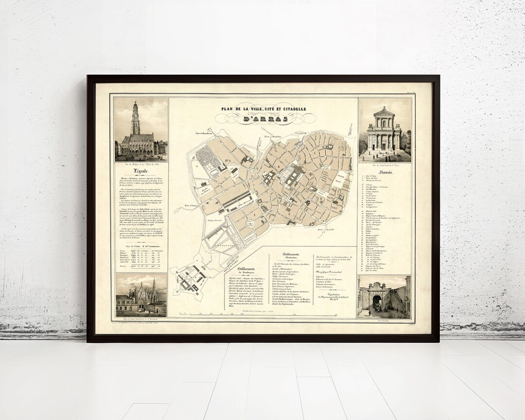 Old Map of Arras France 1894 Vintage Map | Vintage Map Wall Art Print ...