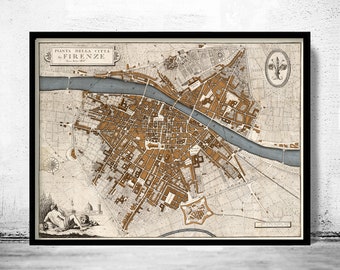 Old Map of Florence Firenze Monumentale 1910 Vintage Poster Wall Art ...