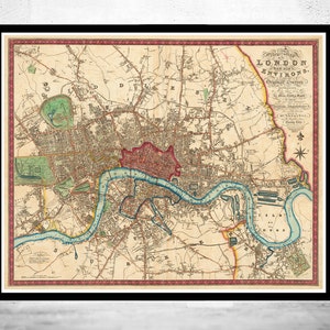 Old Map of London 1822 Vintage Map of London Vintage Poster Wall Art ...