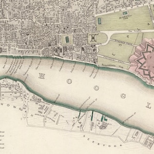 Old Map of Calcutta Kolkata India 1842 Vintage Map Vintage Poster Wall ...