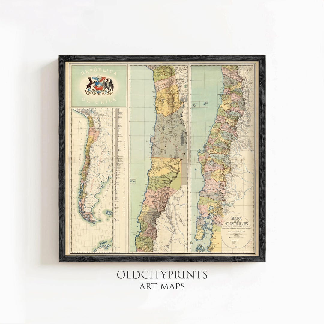Old Map of Chile 1884 School Map | Wall Map Print - Etsy