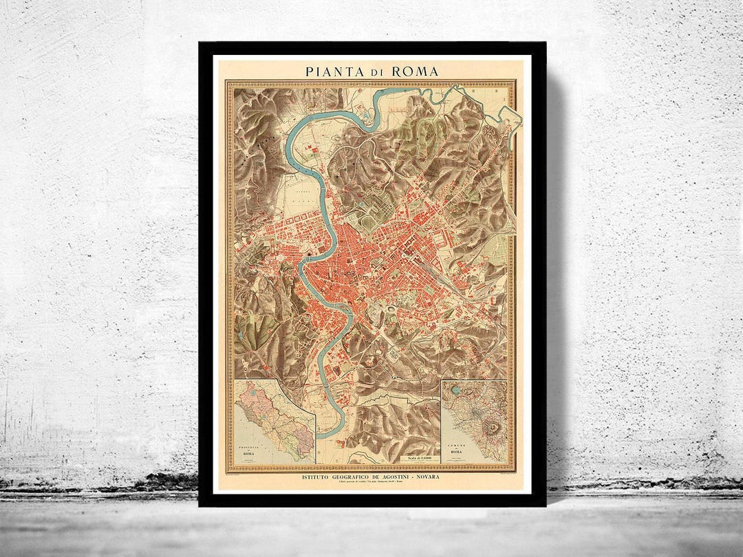 Old Map of Rome Italy 1910 Vintage Map | Vintage Map Wall Art Print ...