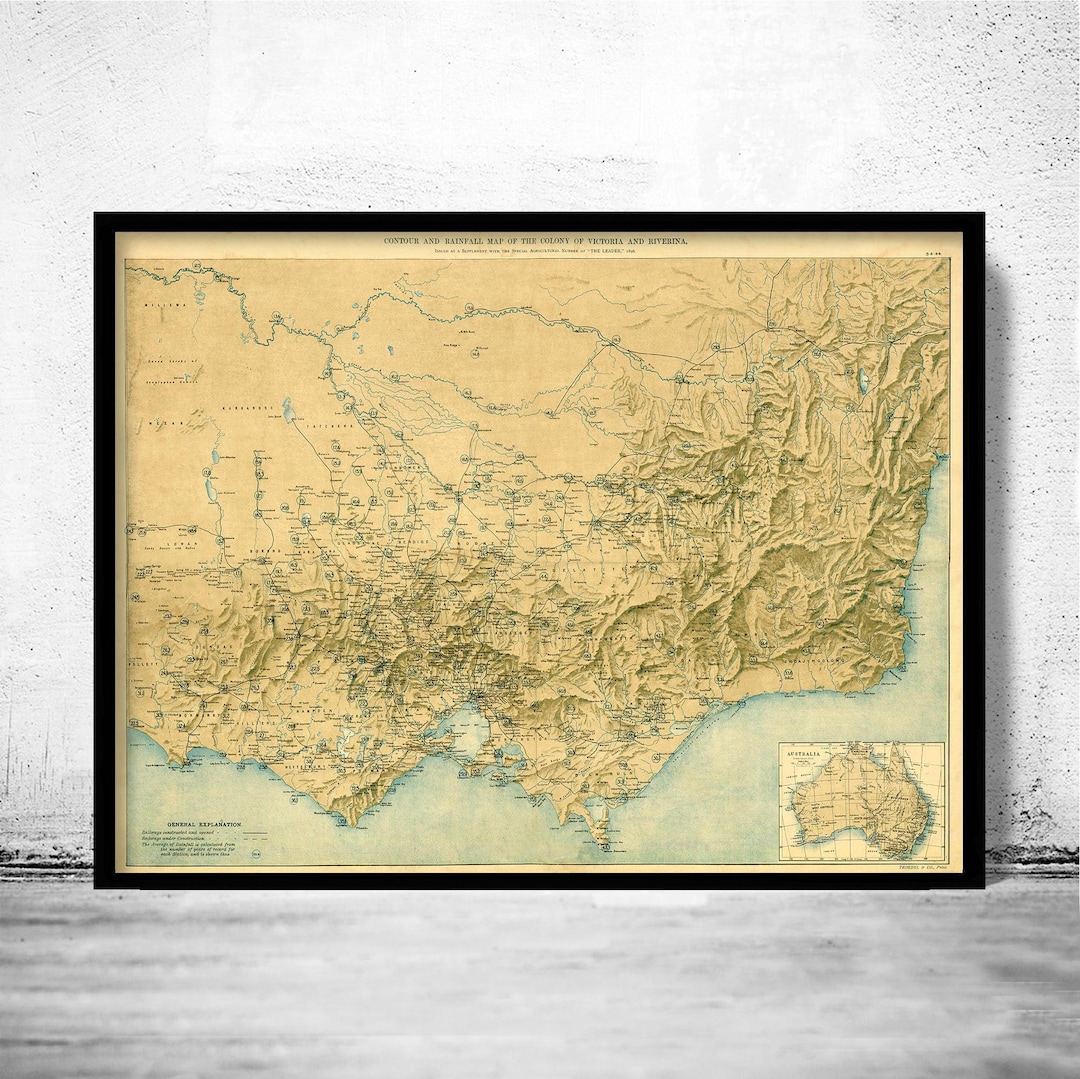 Old Map of Victoria Australia 1896 Vintage Map Victoria AU | Vintage ...