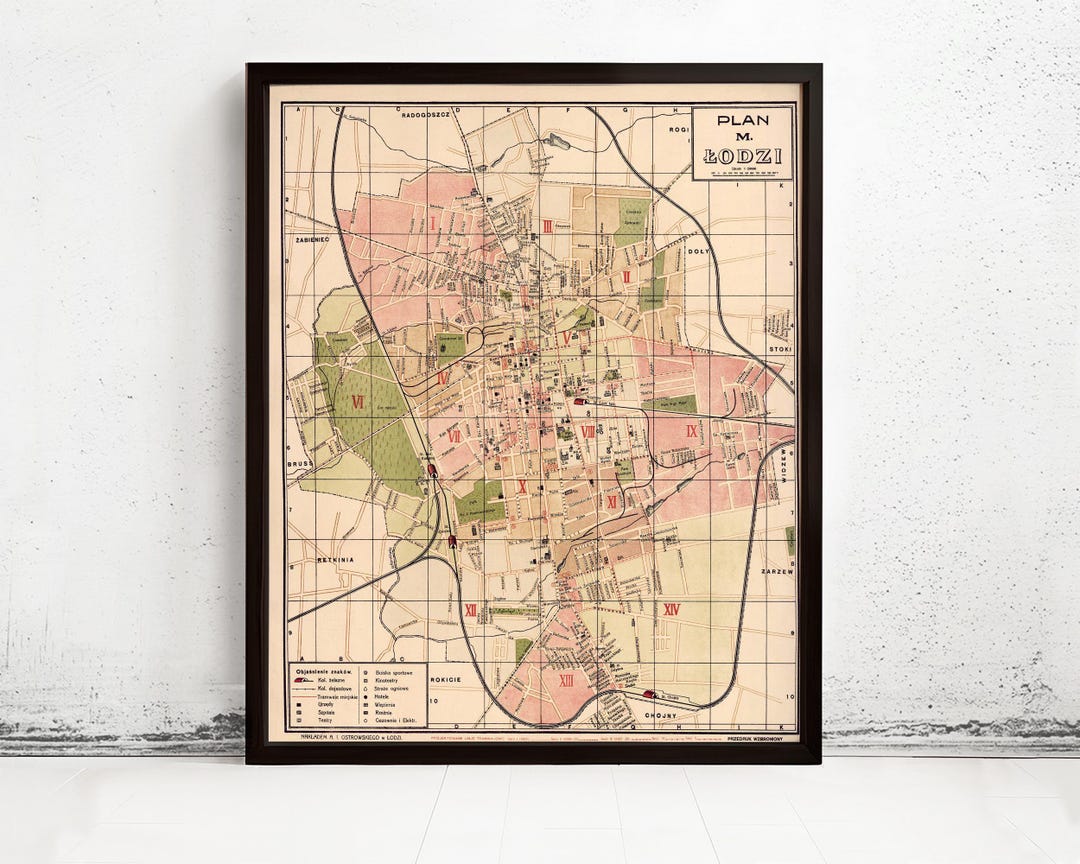 Old Map of Lodz Poland 1927 Vintage Map | Vintage Map Wall Art Print ...