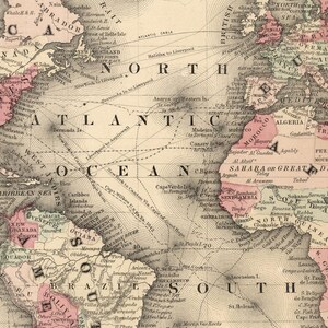 Old World Map Atlas Vintage World Map 1864 Mercator Projection World ...