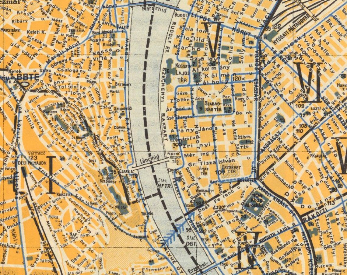 Old Map of Budapest Hungary 1935 Vintage Map Vintage Poster - Etsy