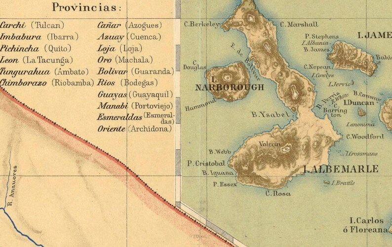Old Map of Ecuador 1894 Equator Republic Vintage Map Vintage - Etsy