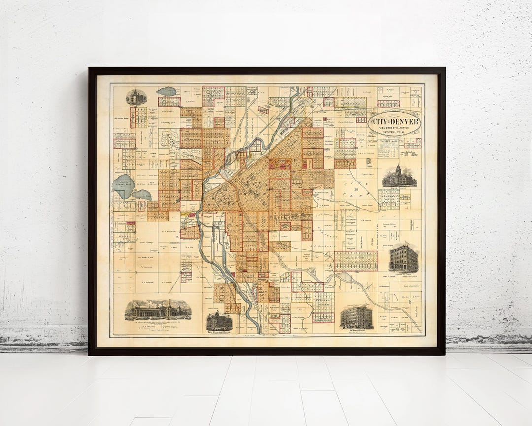Old Map of Denver Colorado 1880 Vintage Map | Vintage Map Wall Art ...