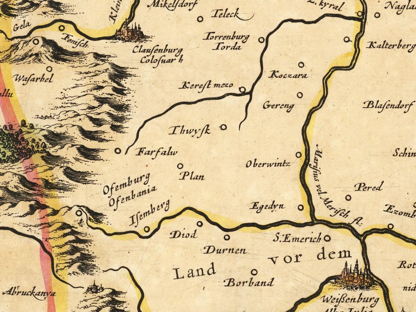 Old Map of Transylvania Romania 1634 Vintage Map | Wall Map Print - Etsy