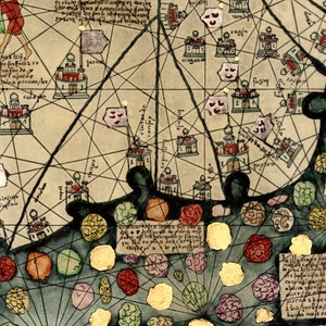 Medieval Catalan World Map 1375 Europe, Mediterranean Sea and Middle ...