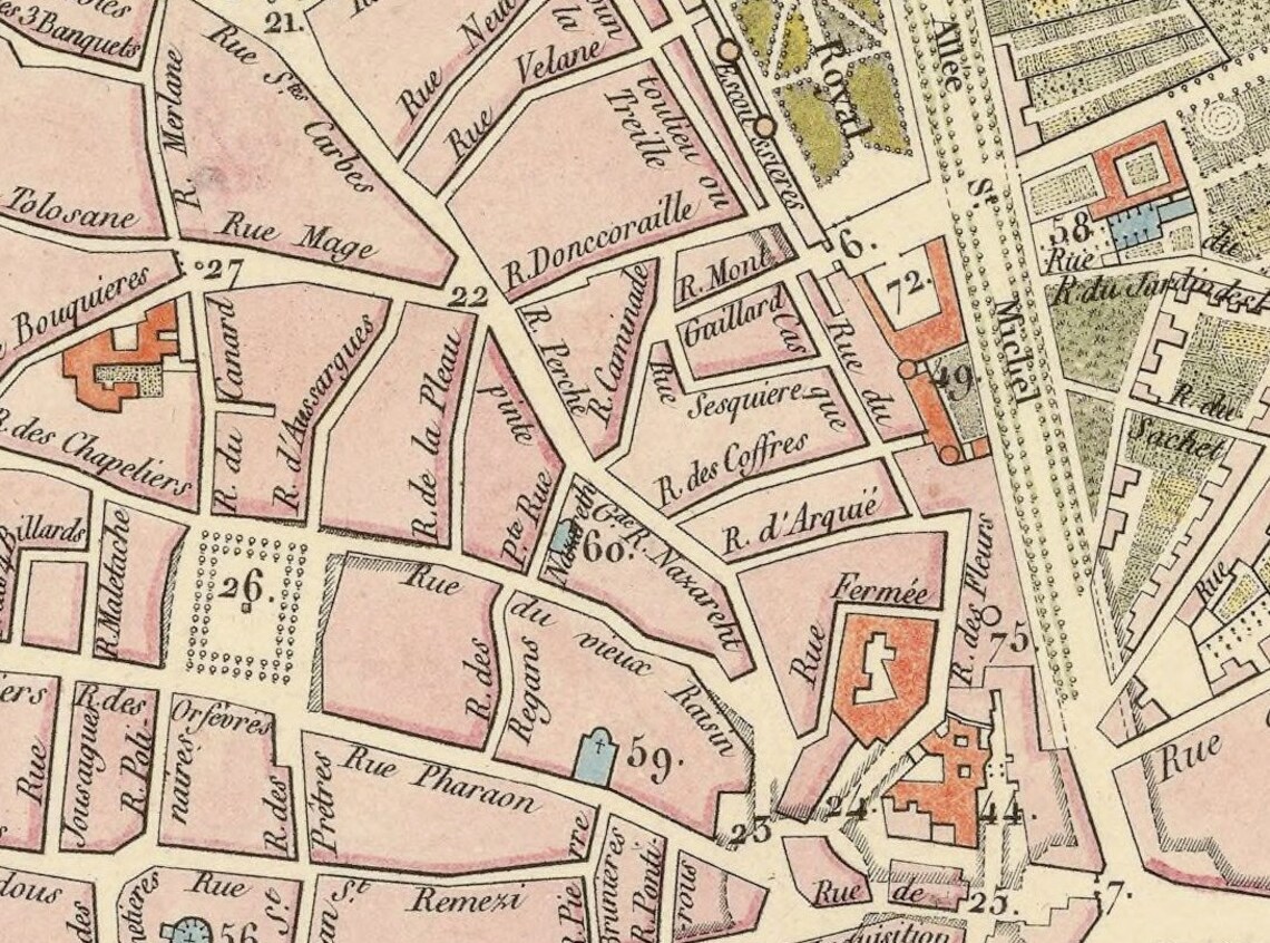 Old Map of Toulouse France 1850 Vintage Map Vintage Poster - Etsy