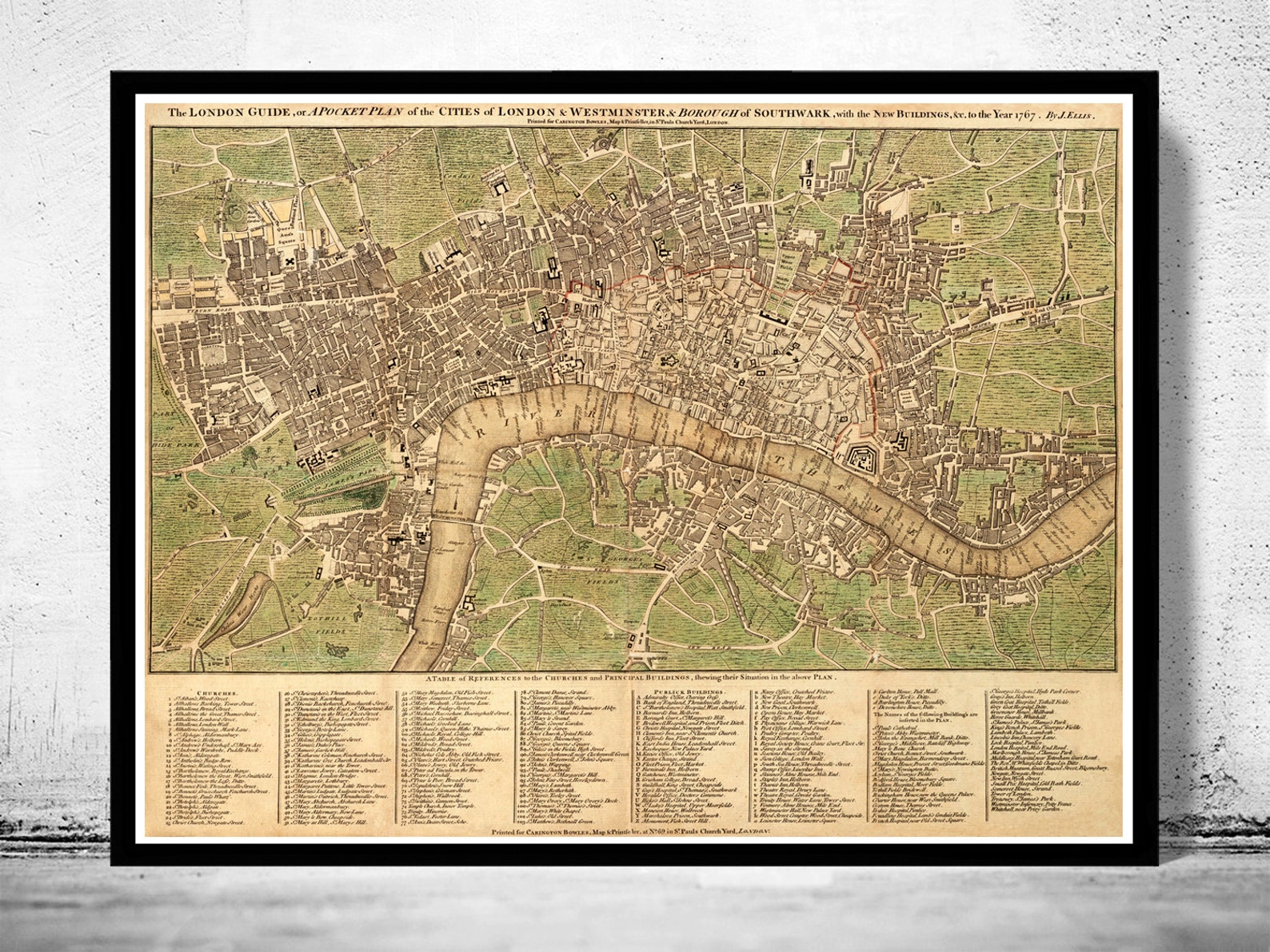 Old Map of London 1767 Vintage London Map Vintage Poster - Etsy