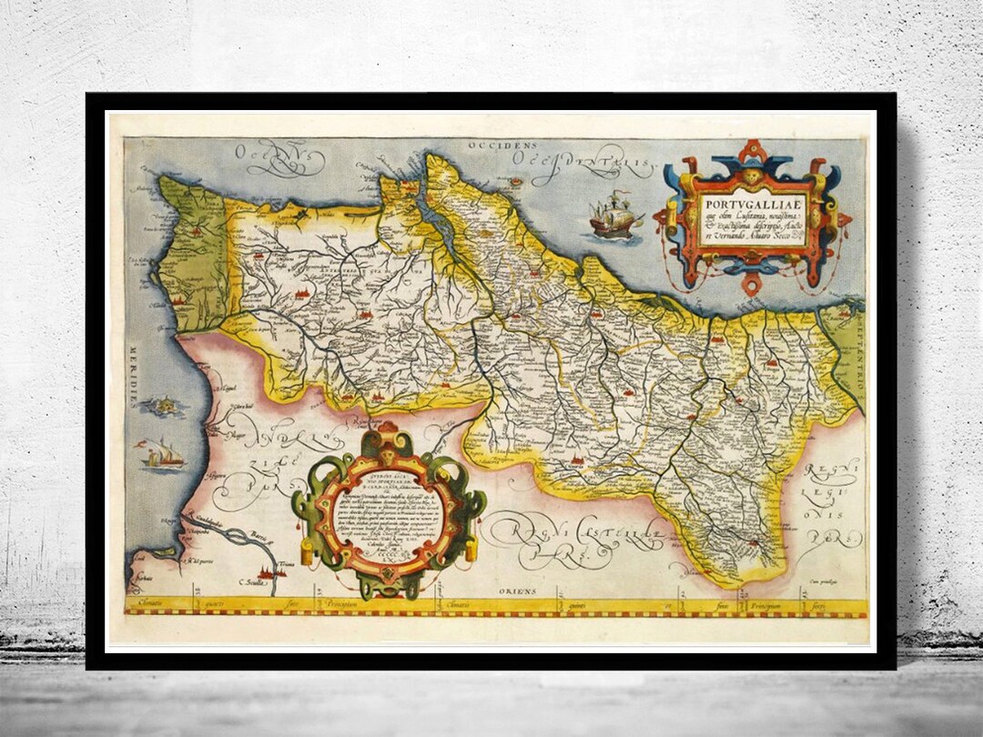 Old Map of Portugal 1592 Mapa De Portugal Vintage Map | Vintage Poster ...