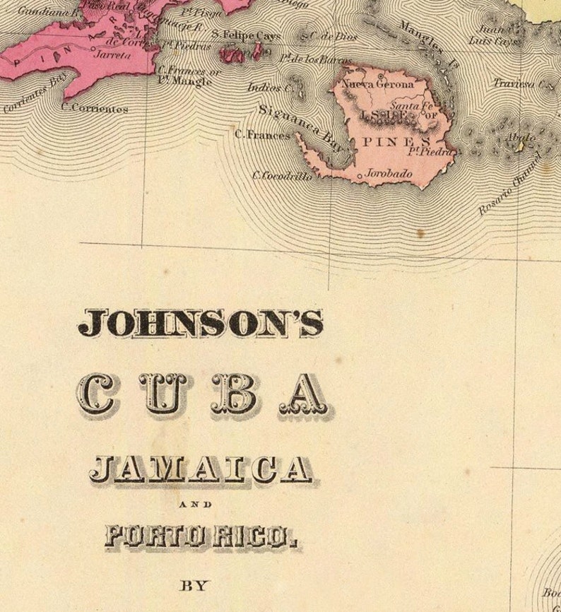 Old Map of Antilles Islands 1860 Cuba Jamaica Puerto Rico | Etsy
