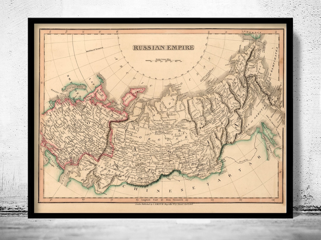 Old Map of Russia Russian Empire 1808 Vintage Poster Wall - Etsy