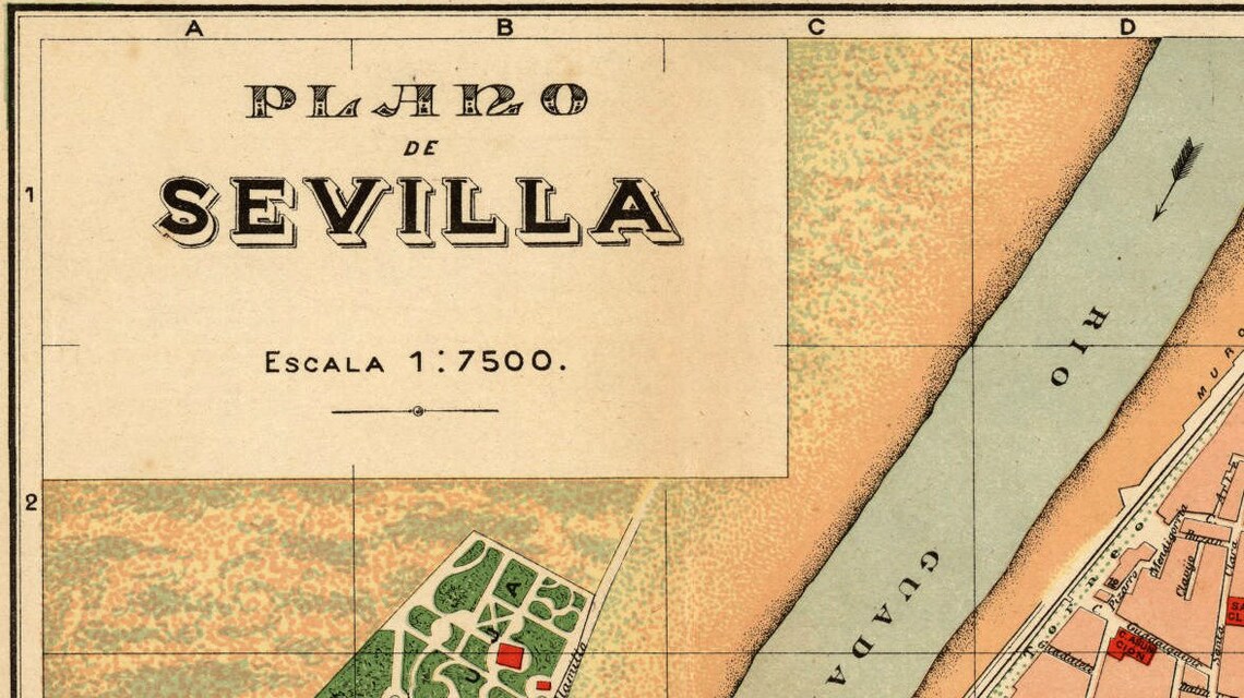 Old Map of Seville Sevilla Spain 1904 Vintage Map Vintage | Etsy