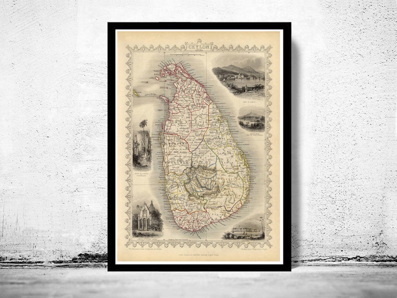 Old Map of Sri Lanka Old Ceylon 1851 Vintage Poster Wall | Etsy