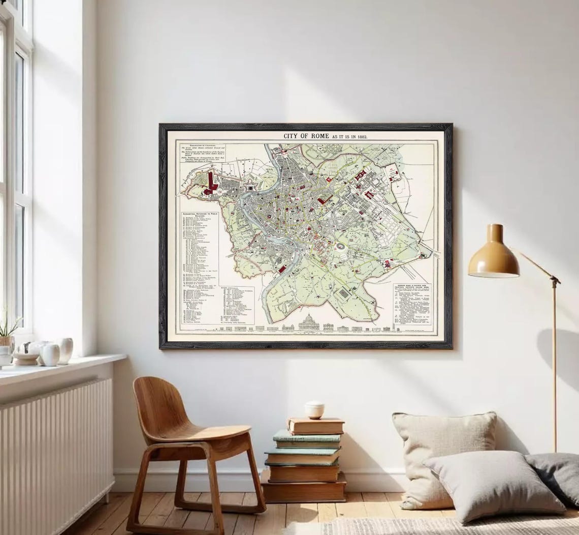 Old Map of Rome Italy 1883 Vintage Map of Rome | Wall Map Print - Etsy