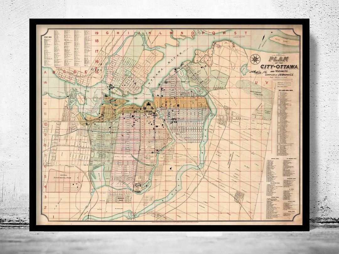 Old Map of Ottawa Canada 1895 Vintage Map Vintage Poster Wall Art Print ...