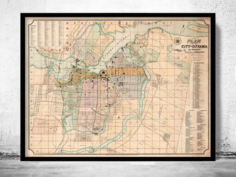 Old Map of Ottawa Canada 1895 Vintage Map Vintage Poster - Etsy