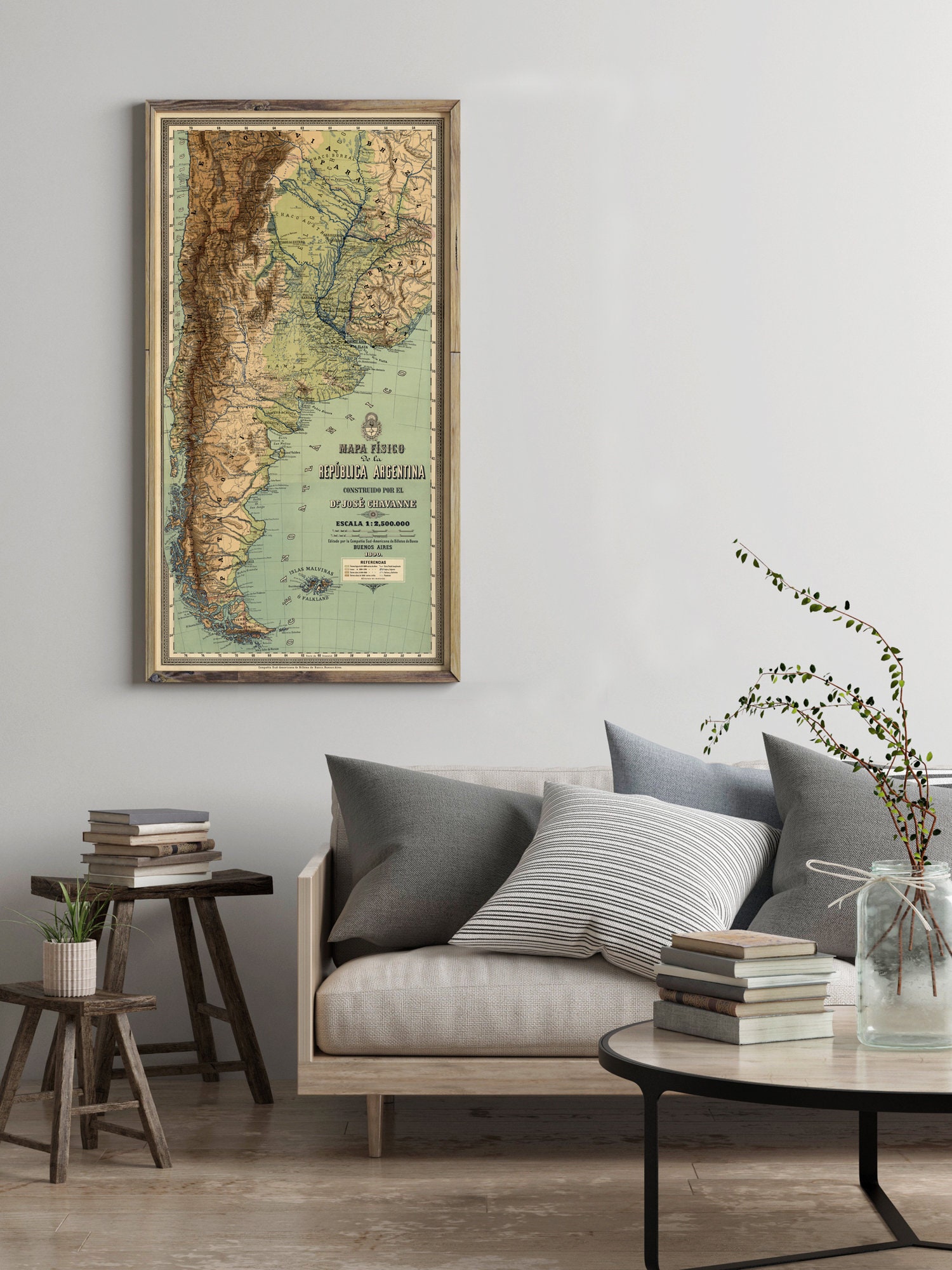 Old Map Argentina 1890 Vintage Map | Vintage Poster Wall Art Print ...