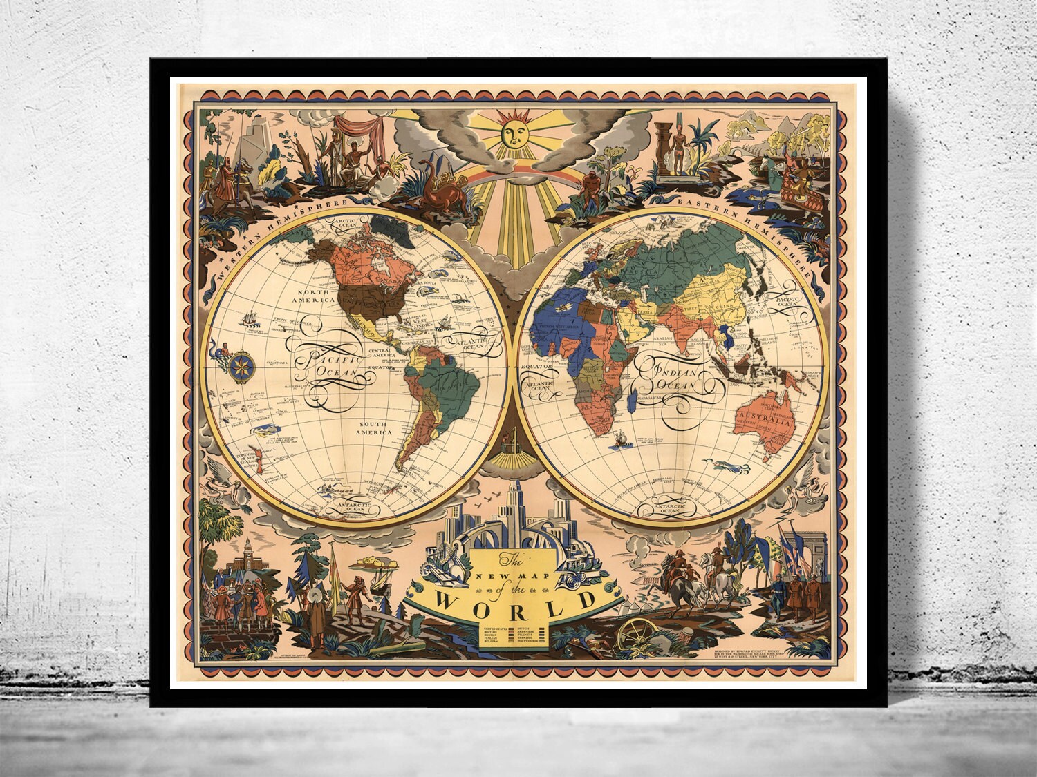 Old Map of the World 1928 Vintage Map Vintage Poster Wall - Etsy Canada