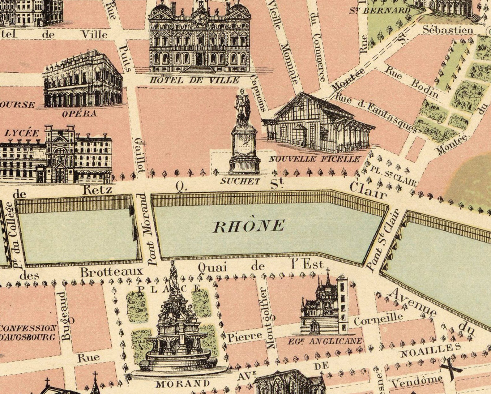 Old Map of Lyon Monumental France 1894 Vintage Map of Lyon | Etsy