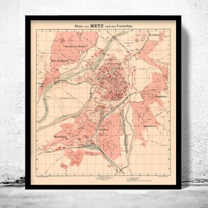 Old Map of Metz France 1904 Vintage Map Vintage Poster Wall Art Print ...