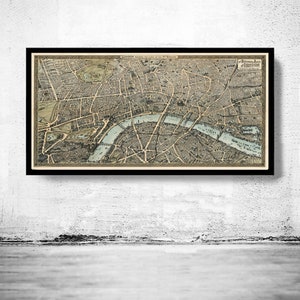 Old Map of London 1892 Birdseye View London Vintage Map Vintage Poster ...