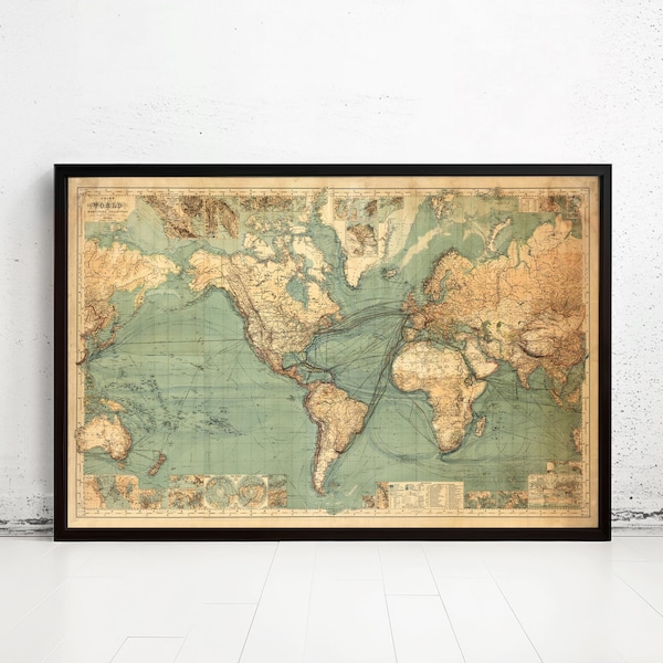 Vintage World Map - Etsy