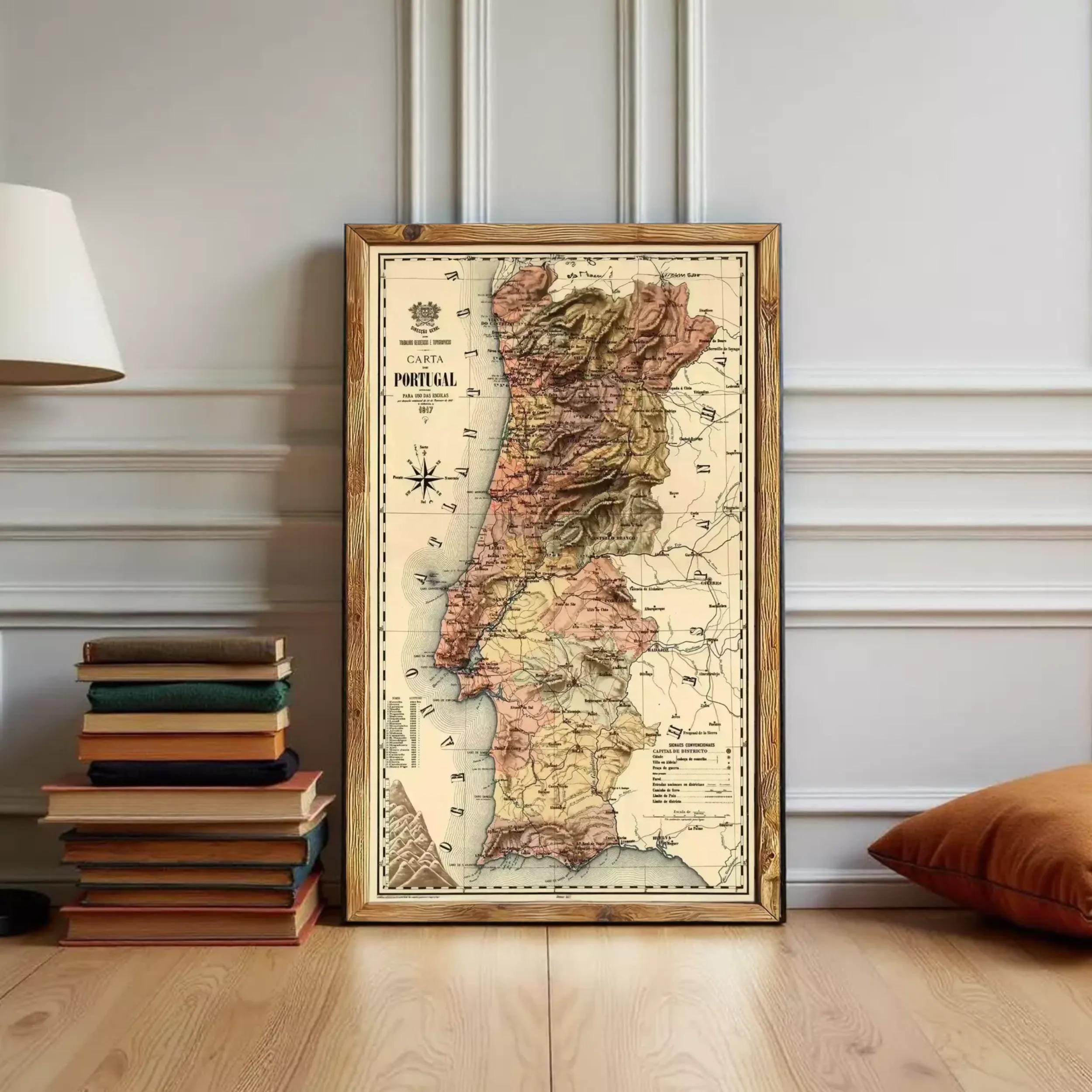 Vintage Map of Portugal 1917 Mapa De Portugal, Old Map of Portugal ...