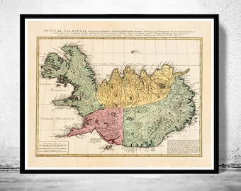 Old Map of Iceland Islandia 1898 Geological Map Vintage Map Vintage ...