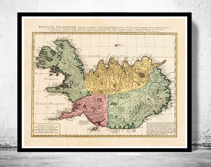 Old Map of Iceland Islandia 1898 Geological Map, AM34 - Etsy