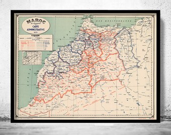 Old Map of Morocco Le Maroc Vintage Map Vintage Poster Wall | Etsy