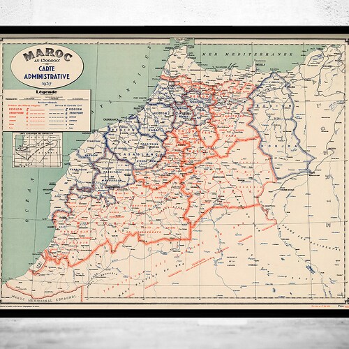 Old Map of Morocco Le Maroc 1925 Vintage Map Vintage Poster - Etsy