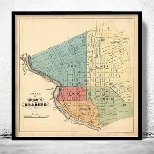 Old Map of Reading Pennsylvania 1860 Vintage Map Vintage Poster Wall ...