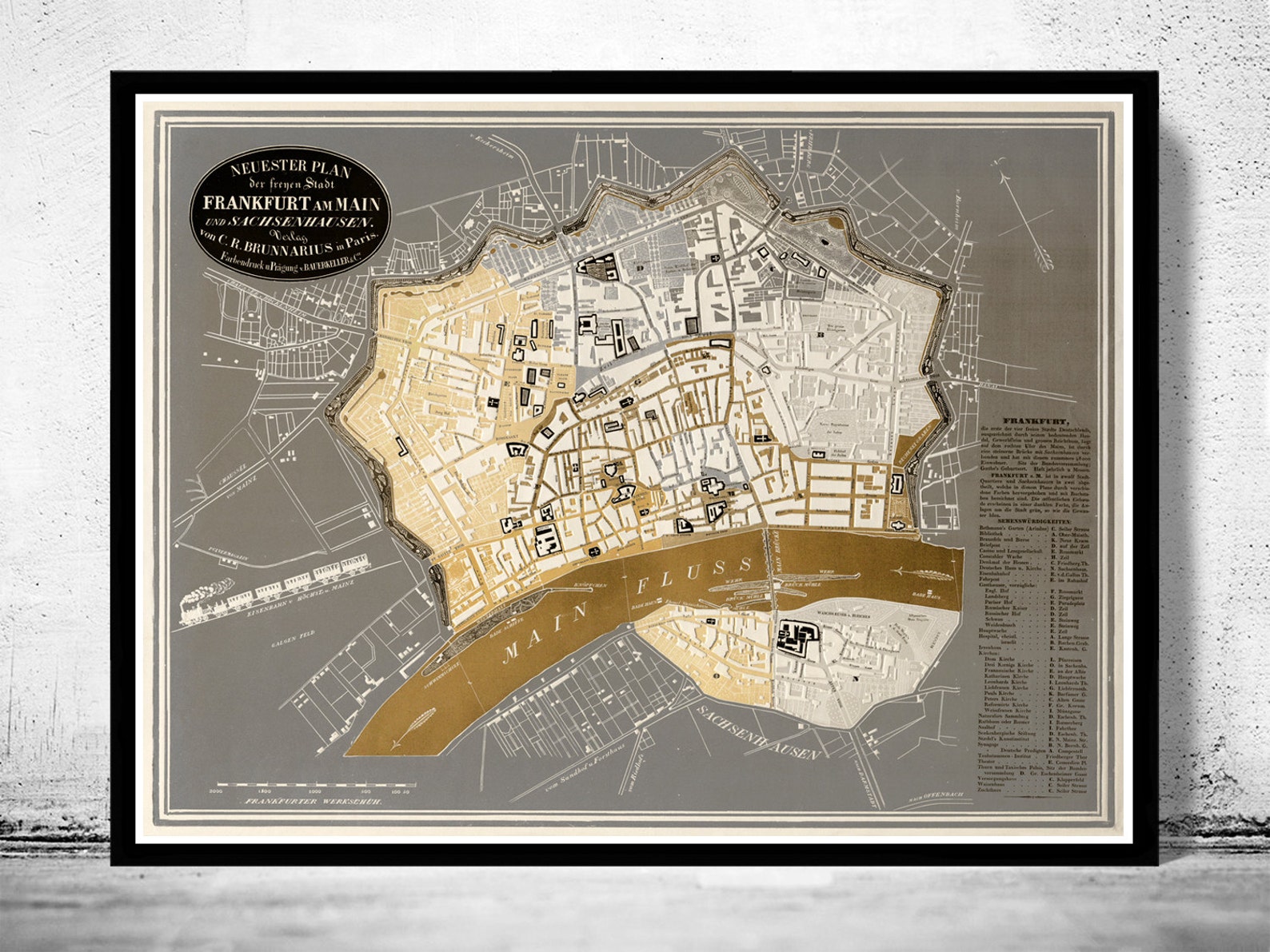 Old Map of Frankfurt Germany 1844 Vintage Map Vintage Poster - Etsy