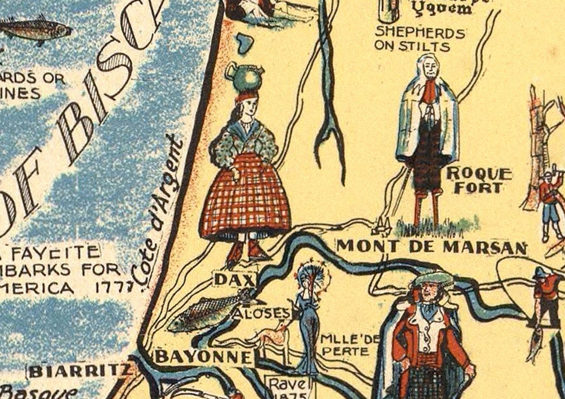 Old Map of France Story Map 1936 Vintage Map of France | Etsy
