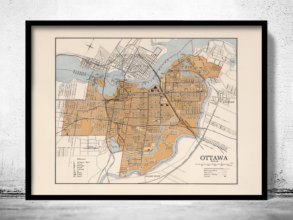 Old Map of Ottawa Canada 1915 Vintage Poster Wall Art Print - Etsy Canada