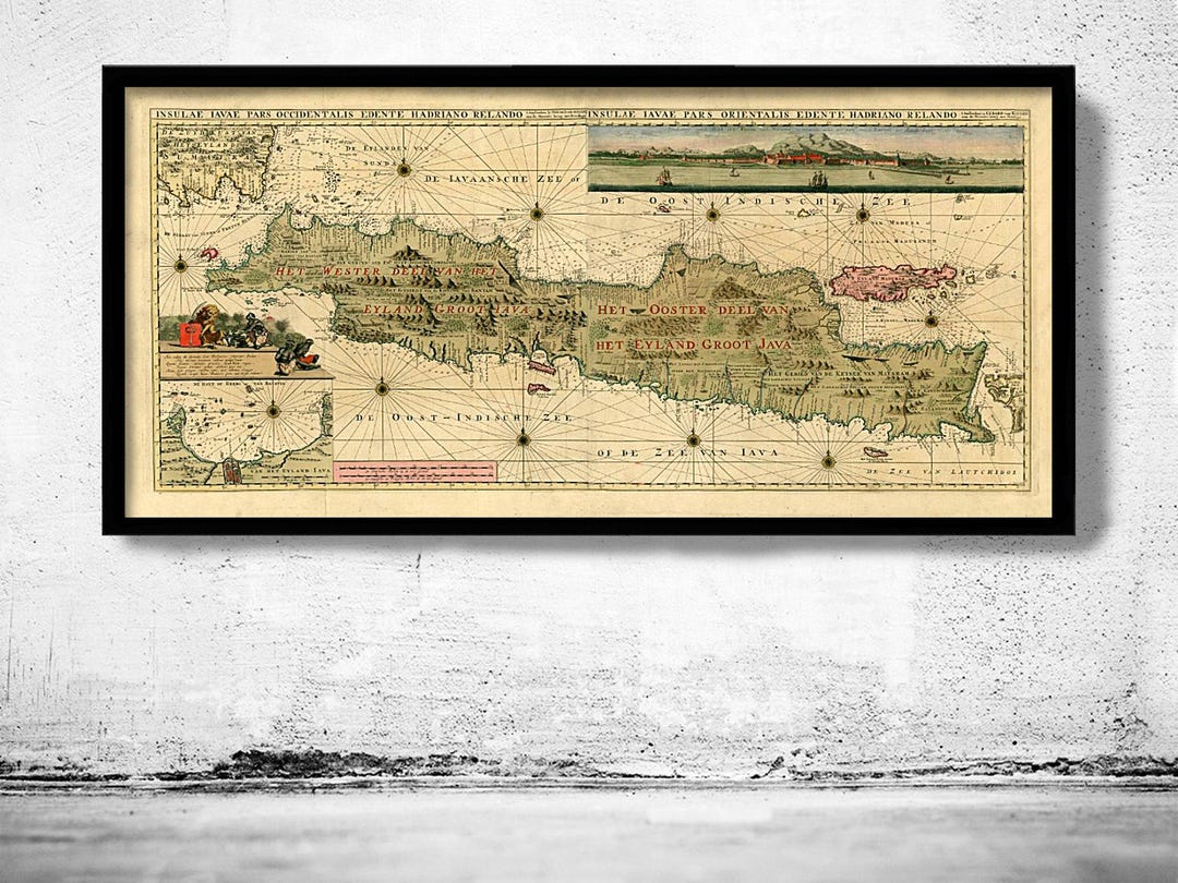 Old Map of Java and Madura Islands Indonesia 1730 Vintage Map | Vintage ...